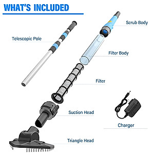 Oxseryn Cordless Pool Vacuum, Portable Rechargeable Pool Vacuum Cleaner, 45 Mins Run Time, Ideal for Small above Ground Pools, Hot Tubs and Spas
