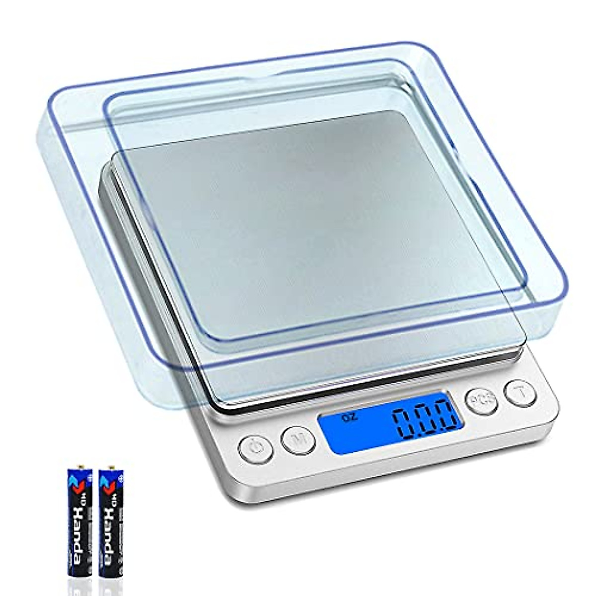 Food Scale Digital Kitchen Scale for Food Ounces and Grams, Small Electronic Pocket Scale for Weight Loss, Baking, Cooking, Coffee, Jewelry, 6.6lb/3kg, 0.01oz/0.1g Precision (Batteries, 2 Trays)