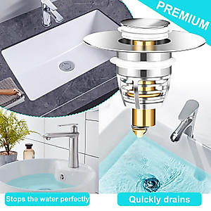 2 Pack Metal Universal Bathroom Sink Stopper,Basin Pop Up Bathroom Drain Stopper Wash Basin Bounce Drain Filter,for 1.06"~1.61" Bathroom Sink,Sink Drain Strainer Cover,Kitchen Drain Plug (2 PCS)