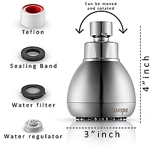 SPA High Pressuer Showerhead chrome Anti-leak Shower Head For Powerful Water Rain With Removable Flow Restrictor - Unique 3 Inch - 5 Years Wrranty + Free Relaxing Loofah Sponge