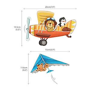 DECOWALL DS-8026 Animal Airplanes Kids Wall Stickers Wall Decals Peel and Stick Removable Wall Stickers for Kids Nursery Bedroom Living Room (Small) d?cor