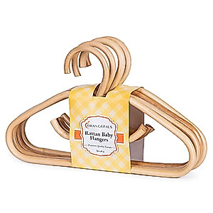 Orangepals Rattan Baby Hangers - Bamboo Clothes Hangers - Rattan Décor - Wooden Baby Hanger - Boho Nursery Décor - Set of 4