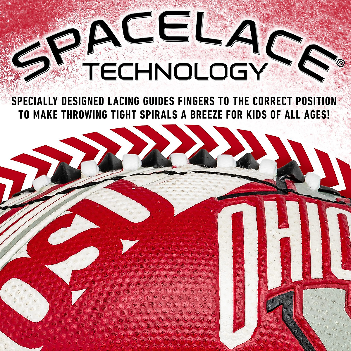 Franklin Sports Ohio State Foam Football - Youth Mini Football for Kids - 8.5" Junior Soft Foam Ball - SPACELACE Easy Grip Cover - Perfect Toy for Kids