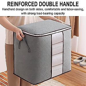 Clothes Storage Bag with with Clear Window & Lid - Storage Organizer with Duel Zipper & Handle, Sorting Storage Box for Clothes & Toys Sweaters Coats T-shirts Blankets (3-in-1 Set)