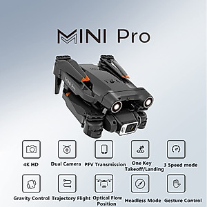 FPV Drone with Camera for Adults Kids Beginners,Foldable RC Quadcopters Drones with 4k Dual Camera ,Optical Flow Positioning, 360°Smart Obstacle Avoidance, APP Control, One-click Take-off and Landing,Gesture and voice control,2 Batteries