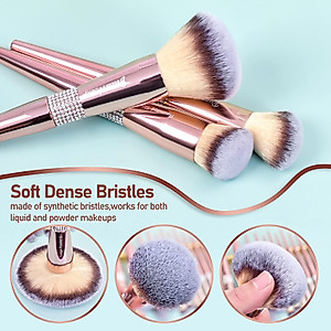 Bueart Design 16Pcs ULTRA SOFT Labeled Makeup Brushes Sets -with Foundations Powder Blush Concealer Blending Eyeshadow Contour Brush sets (Rose Gold)