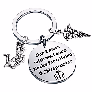FEELMEM Chiropractor Gift Massage Therapist Gift Don't Mess with Me I Snap Necks for A Living Keychain Chiropractic Jewelry