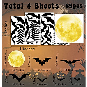 Halloween Moon Wall Decal Halloween Bat Wall Stickers Vinyl Bat Wall Decals Removable Halloween Wall Sticker Halloween Bats Wall Decals Party Decorations