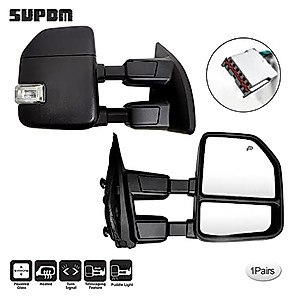SUPDM Pair Set Towing Mirrors Compatible with 1999-2016 Ford F250 F350 F450 F550 Super Duty Truck Side Tow Mirrors with Turn Signal and Auxiliary Lamp