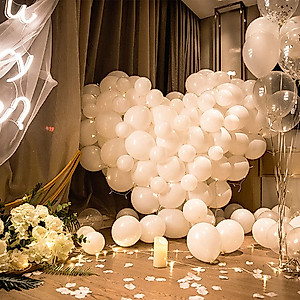 GBSAWER White Balloons w/Ribbon 100pcs 12 Inch White Latex Party Balloons for Birthday Wedding Bride Baby Shower Engagement Graduation Decorations
