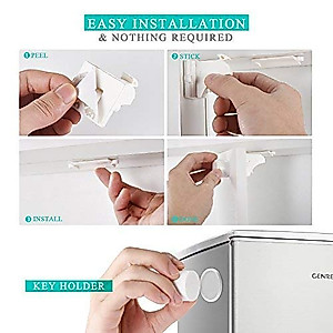 16 Pack Child Safety Magnetic Cabinet Locks - Vmaisi Children Proof Cupboard Baby Locks Latches - Adhesive for Cabinets & Drawers and Screws Fixed for Durable Protection