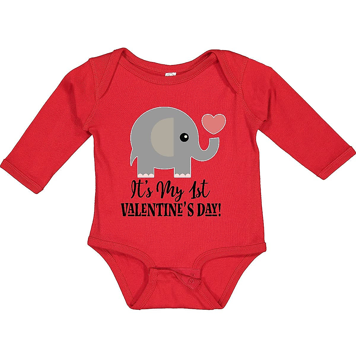 inktastic 1st Valentines Day Baby Elephant Long Sleeve Creeper 12 Months Red 2e5f7