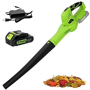 YOUGFIN Leaf Blower Cordless with Battery and Charger, 160CFM Battery Powered Electric Blowers for Lawn Care, 6 Speed Mode Small Rechargeable Leaf Blower Lightweight for Seniors (21V)