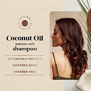 Oliology Coconut Oil Shampoo – Nutrient Rich Shampoo Restores Damaged & Lifeless Hair | Botanically Infused | Provides Intense Shine | Nourishing | Made in USA, Paraben Free & Cruelty Free (32 oz)