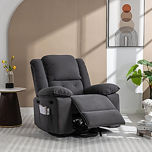 LIADTOP, Power Lift Elderly with Adjustable Massage and Heating Function,Recliner Chair with Infinite Position and Side Pocket for Living Room,Gray