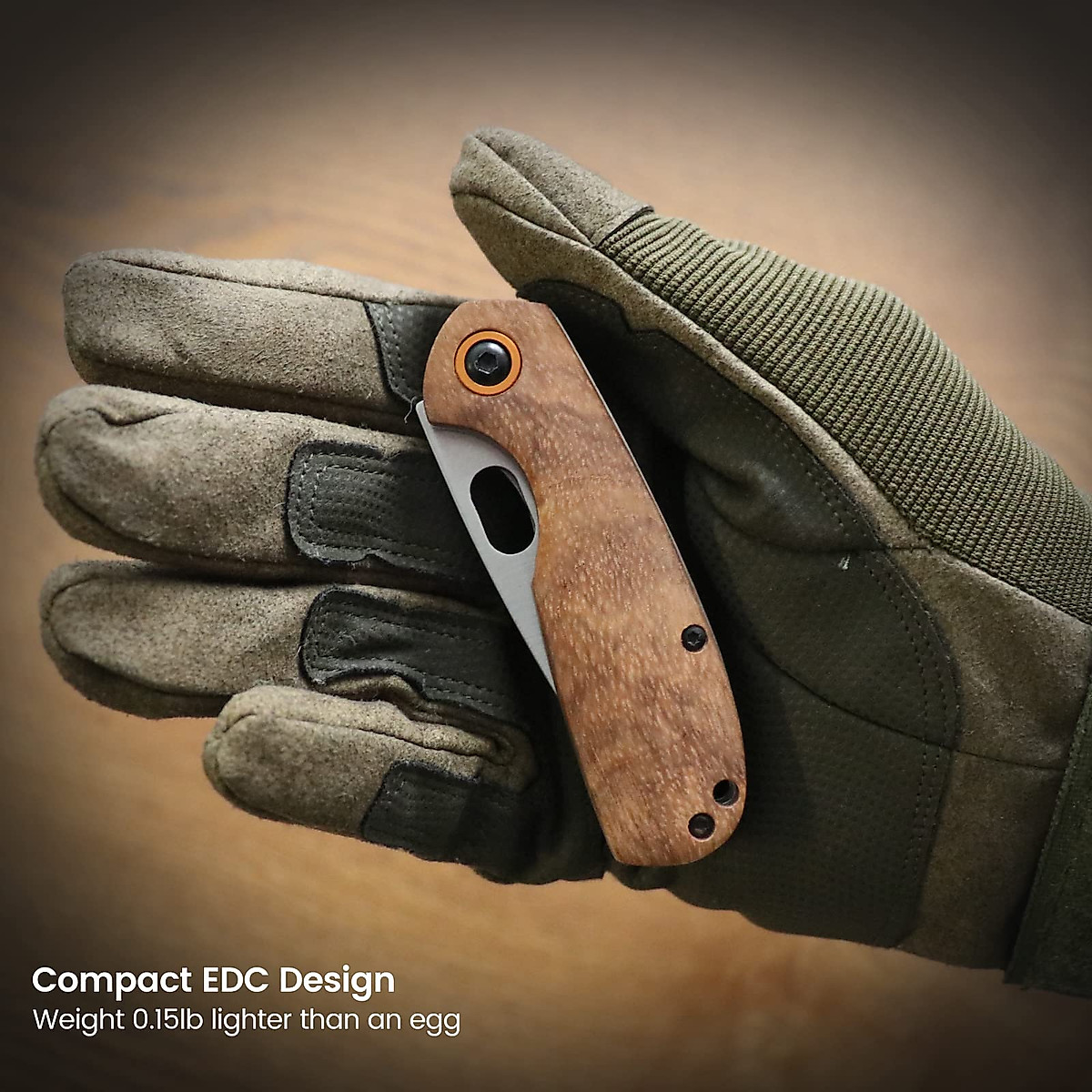 Kitory Pocket Knife 2.7"- EDC- Small Cute Folding Knife, D2 Stainless Sharp Blade with thick Wood Handle with Lanyard Hole, 2023 Gifts For Women and Men