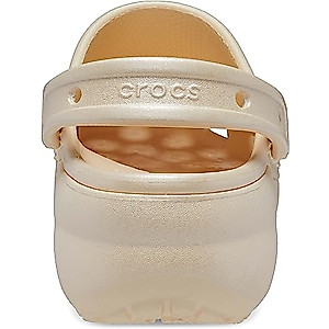 Crocs Women's Classic Platform Glitter Clog, Vanilla, 8