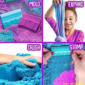 SLIMYSAND by Horizon Group USA, 1.5 lbs of Berry Scented Moldable, Stretchable, Expandable Cloud Slime, Blue & Purple Marbled, Slimy Play Sand in Reusable Bucket, Non Stick, Sensory Activity