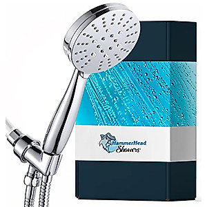 ALL METAL 3-Spray Handheld Shower Head with Long Hose and Brass Holder - CHROME - Showerhead With Handheld Sprayer - WIDE, MASSAGE, and MIST Sprays - 2.5 GPM High Pressure Shower Head with Handheld