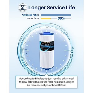 POOLPURE Removable Handle Spa Filter Replaces PJW60TL-OT-F2S, Jacuzzi Prem J300, J400, Unicel 6CH-961, 6541-383, 6540-476, 60 sq.ft Filter Cartridge with Built-in Dispenser, 2PACK