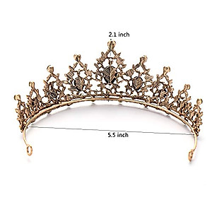 FORSEVEN Crystal Wedding Crown Rhinestone Headband Girls Princess Prom Birthday Party Tiara Bridal Wedding Accessories (Black)