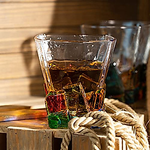 ivlere Whiskey Glass Set of 2 - Lead-Free Crystal Color Clear Scotch Glasses 15 oz Glassware for Drinking Bourbon Malt Cognac Irish Whisky