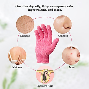 Evridwear Exfoliating Glove Shower Gloves Exfoliate Dead Skin for Dry Sensitive Skin No Irritation with Hanging Loop