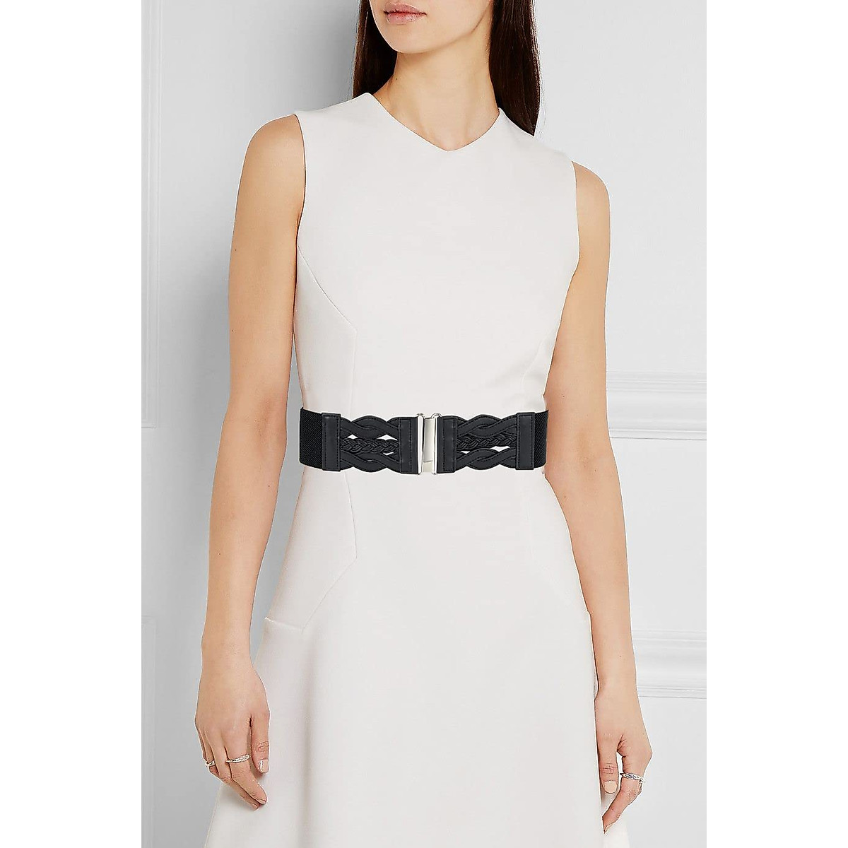 NociHah Vintage Stretch Belt for Women - Retro Elastic Wide Belts for Big Wais Ladies Dresses