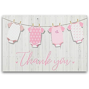 Pipilo Press 60 Pack Girl Baby Shower Thank You Cards with Envelopes and Stickers for Gender Reveal Parties (6 x 4 In)