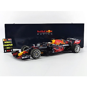 Minichamps 110212333 1:18 Red Bull Racing Honda RB16B-Max Verstappen-Winner Abu Dhabi GP W/Pitboard-WC 2021 Collectible Miniature Car, Multicoloured