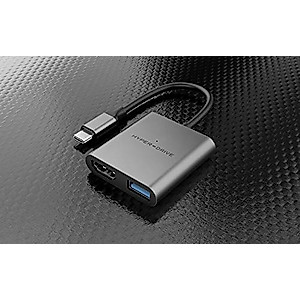 HyperDrive USB C to Hdmi 4k, USB-A 3.0 and 60W USB-C Adaptor | 3-in-1 Adapter for MacBook, Ultrabook, Chromebook and USBC Devices | Hyperdrive by Sanho | Silver