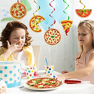 Teling 48 Pcs Pizza Party Decorations Pizza Hanging Swirl Themed Ceiling Decor Whirls for Birthday Party Supplies
