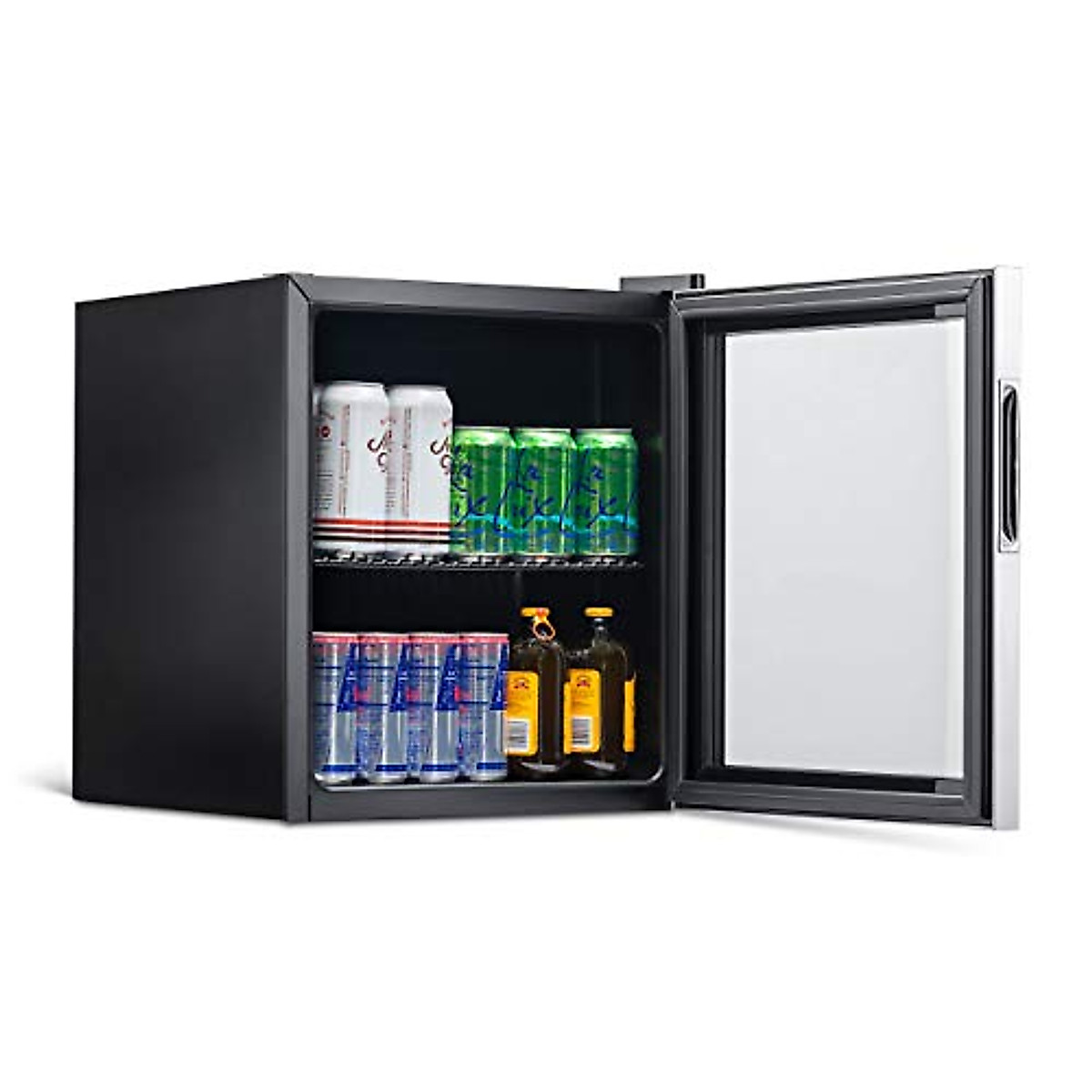 NewAir Mini Fridge Beverage Refrigerator and Cooler, Free Standing Glass Door Refrigerator Holds Up To 60 Cans, Cools to 37 Degrees Perfect Beverage Organizer For Beer, Wine, Soda, and Pop
