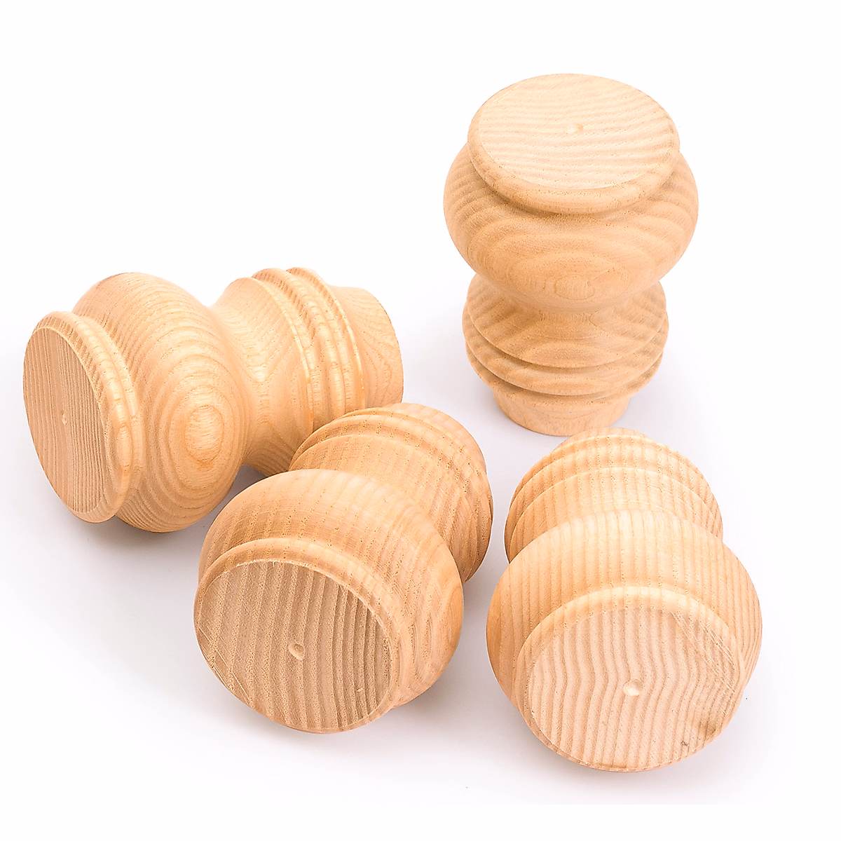 decorluxes Wood Legs for Furniture Set of 4 Kallax Legs Short Table Legs Coffee Table Legs Dresser Legs Set of 4 Bun Feet Gold Natural Woden Things (3 in with Mounting Plates)