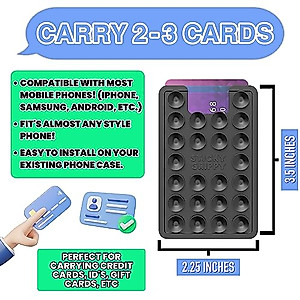 StickyGrippy Suction Phone Card Holder Mount, Phone Wallet, Silicon Adhesive Phone Accessory for iPhone and Android, Hands-Free Mirror Shower Phone Holder, TikTok Videos and Selfies (Pink)