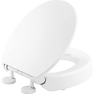 KOHLER Hyten Elevated Quiet-Close Round-Front Toilet Seat, White