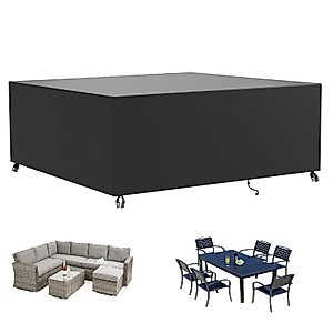 Large Patio Furniture Cover/Waterproof Outdoor Furniture Cover 102x81x41in/260x205x105cm /LxWxH Patio Table Cover All Weather Protection Outdoor Table Cover Waterproof Patio Sectional Couch Cover