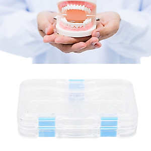Dioche Denture Case Box, Transparent Denture Box, Membrane Tooth Box Reusable Dental Film Veneer Box with Hole for Clinics Transparent for Travel, Cleaning, Store