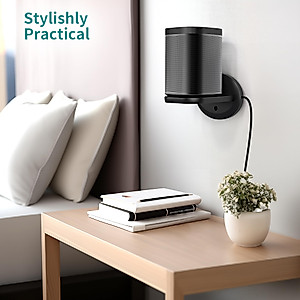 HomeMount Wall Mount for Sonos One - Space Saving Smart Home Wall Stand Holder Shelf Compatible with Sonos One/Sonos One SL Black