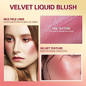 Ofanyia Liquid Blush, Soft Cream Blush Face Makeup, Moisturizing Lightweight Blendable Feel, Natural-Looking, Easy to Blend Soft Velvet Liquid Blusher for Cheek (01#)