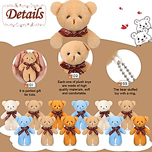 Skylety 24 Pcs Mini Bears 4.7 Inch Tiny Bears Doll Bulk Soft Mini Stuffed Animals for DIY Keychain for Graduation Birthday Baby Shower Wedding Party Favors