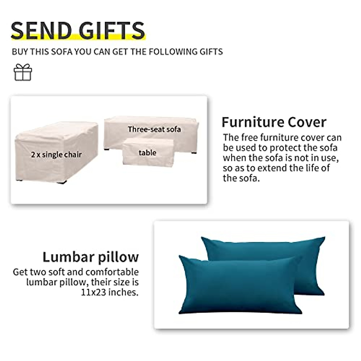 Lviden 4 Pieces Outdoor Patio Furniture Set, Wicker Conversation Sets, Black PE Rattan Sectional Couch Sofa with 50000 BTU Gas Fire Pit Table and Peacock Blue Cushions