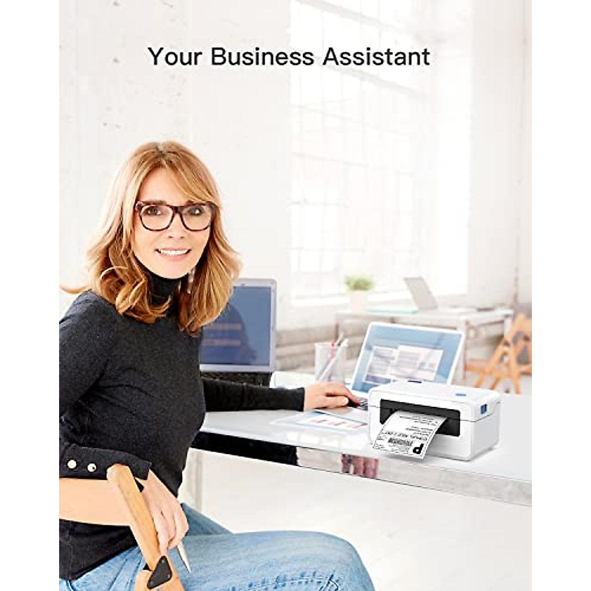 POLONO Shipping Label Printer, 4x6 Thermal Label Printer for Shipping Packages, Commercial Direct Thermal Label Maker, Thermal Labels, 4" x 6" Direct Thermal Shipping Labels (Pack of 500)