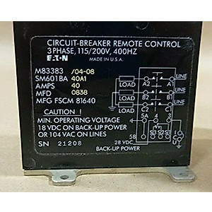 Eaton Remote Control Circuit Breaker SM601BA40A1 M83383/04-08, 5925-01-110-1785