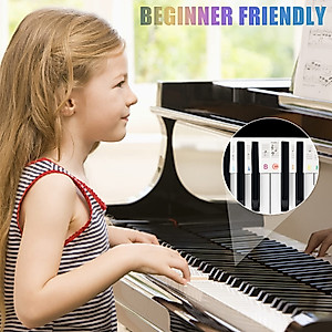 Removable Piano Keyboard Note Labels, 2 in 1 Silicone Piano Keyboard Stickers for Beginners Kids Learning, Full Size Keyboard 88 Keys, Double Staff Display Comes with Box