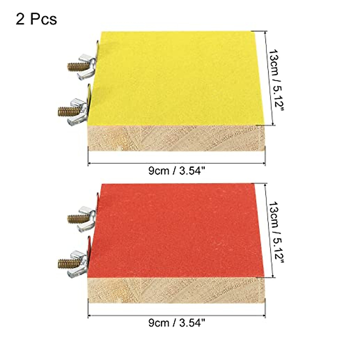 PATIKIL Bird Perch Stand Platform, 1 Set Parrot Stand Platform Playground Paw Grinding Clean for Parakeet Cockatiel Cage Accessory, Red Yellow