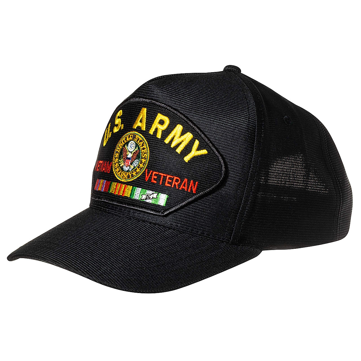 United States Army Vietnam Veteran Emblem Patch Black Baseball Cap