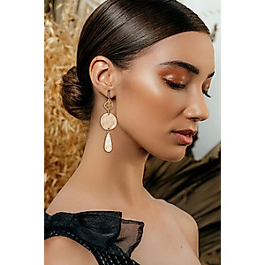 LILIE&WHITE Burnt Gold Boho Earrings For Women Antique Gold Disc Dangle Earrings For Women Geometric Bohemian Earrings Costume Jewelry For Women