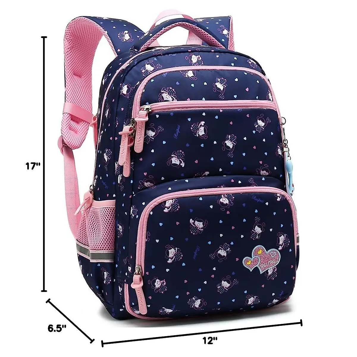 Kids Girls School Backpack with Chest Strap Princess Cute Big Elementary Bookbag (Medium, Royalblue)