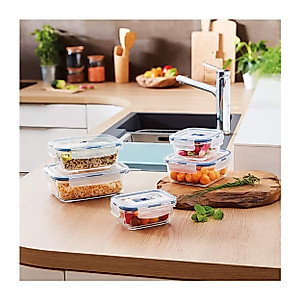 Luminarc Pure Box Active Glass Food Storage Container with Sliding Vent Lid (Rect 3.4 Cups / 800ML)